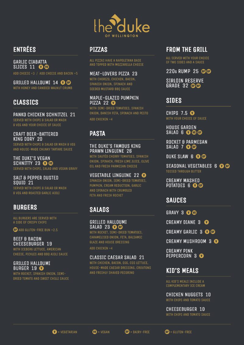 Food & Drink – The Duke of Wellington